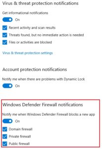 Turn off Windows 10 Firewall notifications (Popping Messages)