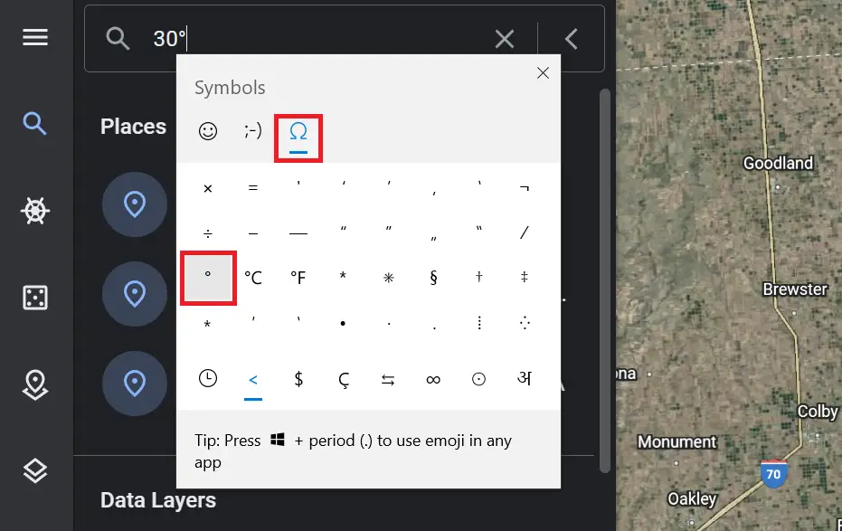 How To Insert Degree Symbol In Google Earth Maps
