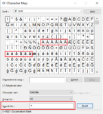 Type A with Accent À, Á, Â, Ã, Ä, Å or à, á, â, ã, ä, å